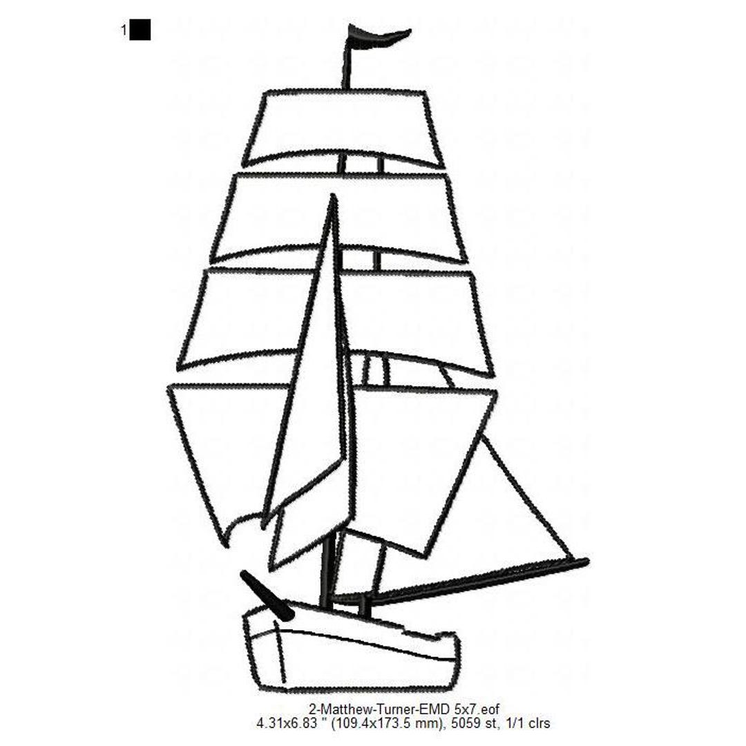 Matthew Turner Seaward Ship Silhouette Machine Embroidery Digitized ...