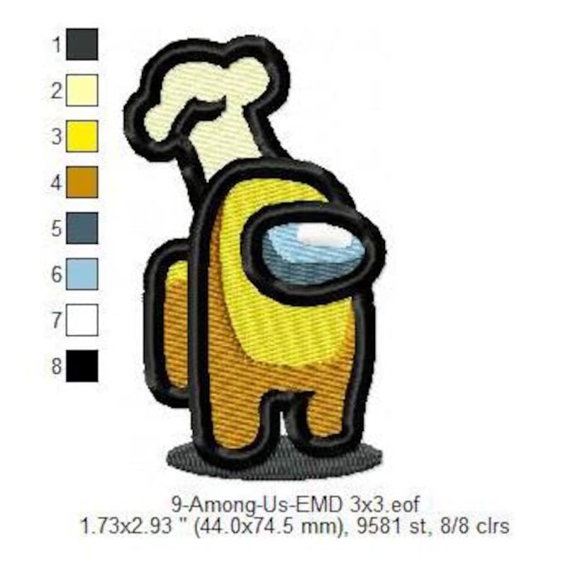 Chef Among Us Character Machine Embroidery Digitized Design Files | Dst ...