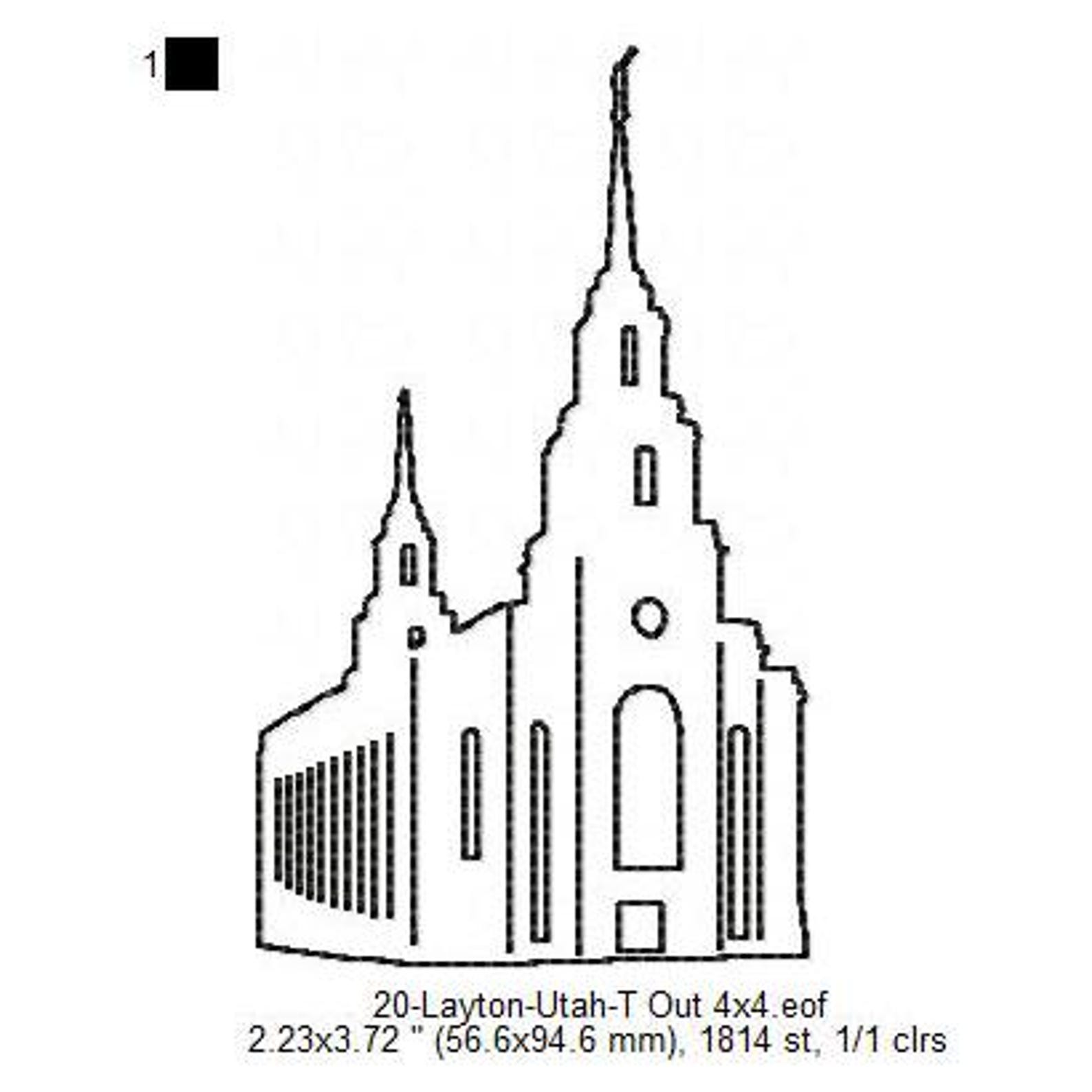 Layton Utah LDS Temple Outline Machine Embroidery Digitized Design ...