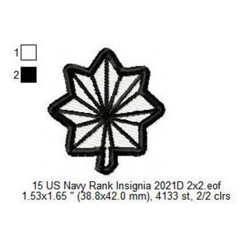 US Navy Rank Commander CDR Insignia Patch Machine Embroidery Digitized ...
