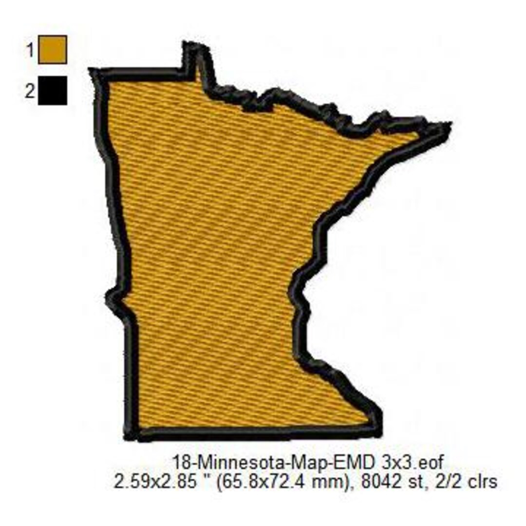 Minnesota State Map Machine Embroidery Digitized Design Files | Dst ...