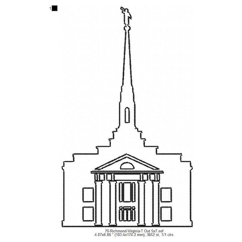 Richmond Virginia LDS Temple Outline Machine Embroidery Digitized ...