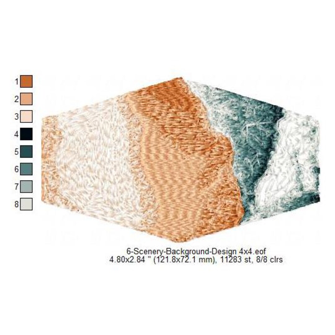 Sea Beach Sand Water Gradient Scenery Background Machine Embroidery ...