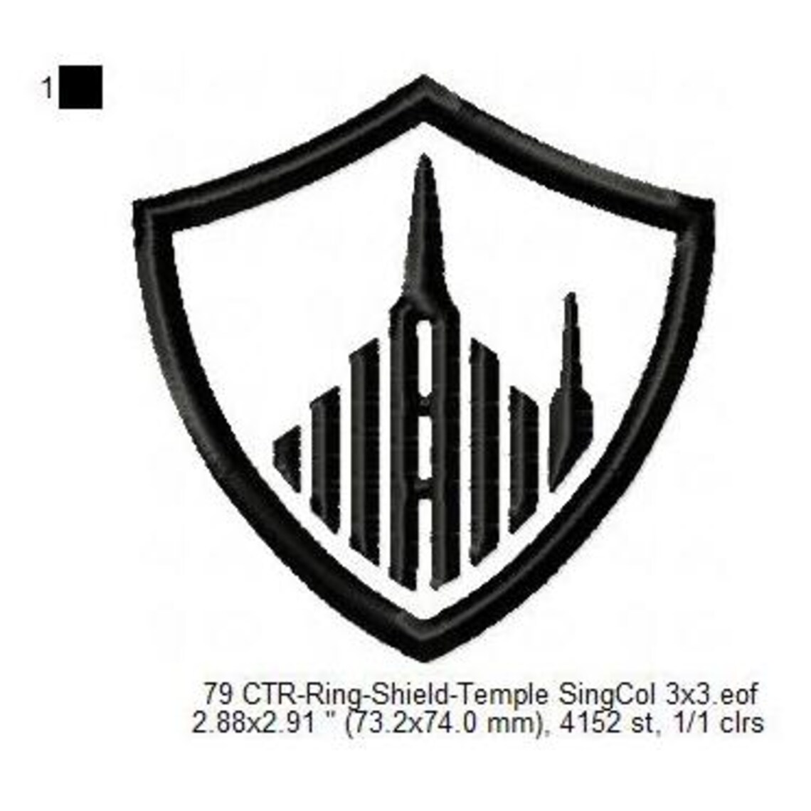 CTR Ring Shield Temple Silhouette Machine Embroidery Digitized Design ...