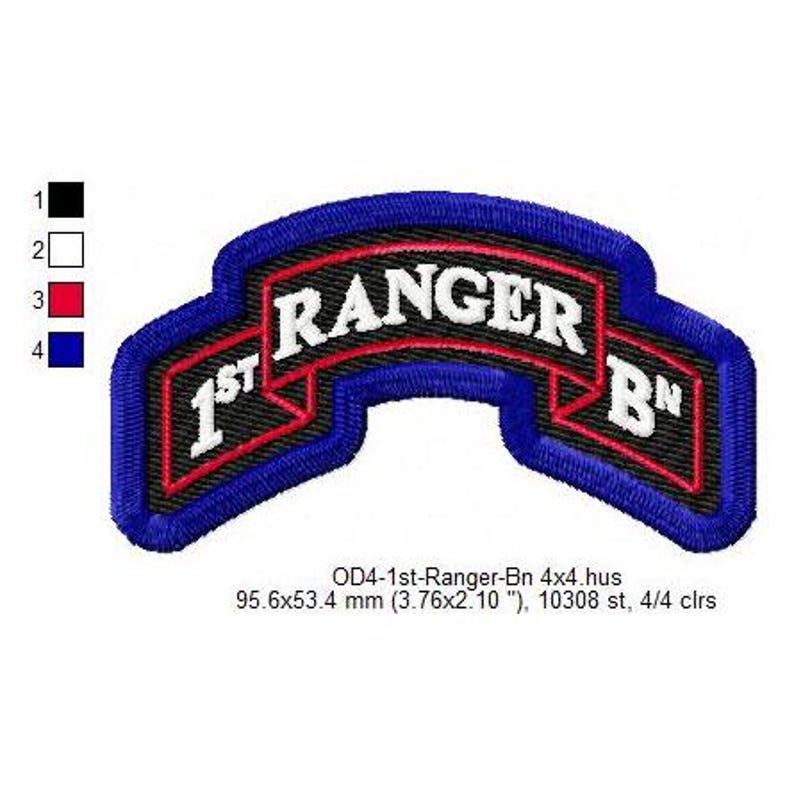 US Army 1st Ranger Battalion Insignia Machine Embroidery Digitized ...