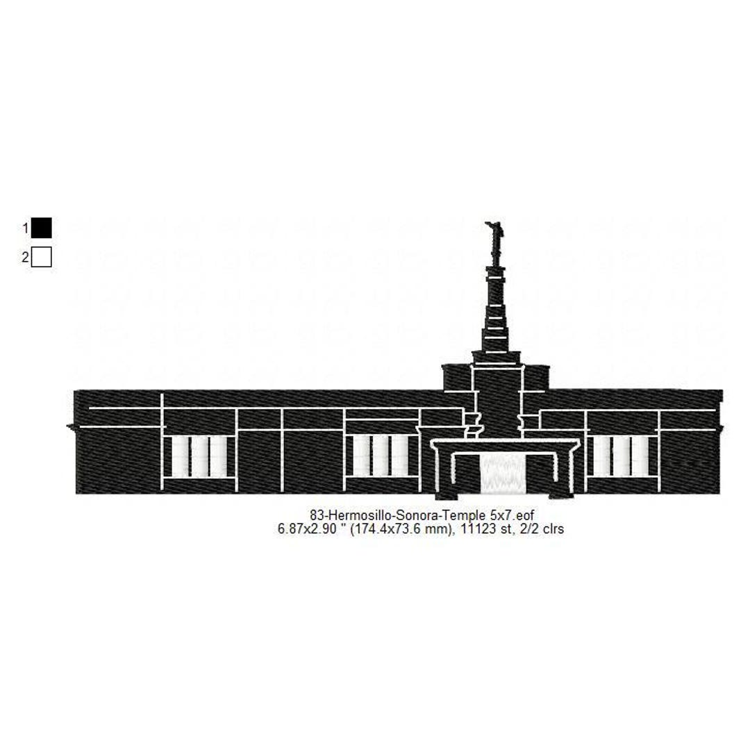 Hermosillo Sonora LDS Temple Silhouette Machine Embroidery Digitized ...