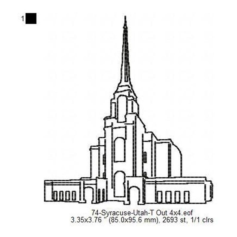 Syracuse Utah LDS Temple Outline Machine Embroidery Digitized Design ...
