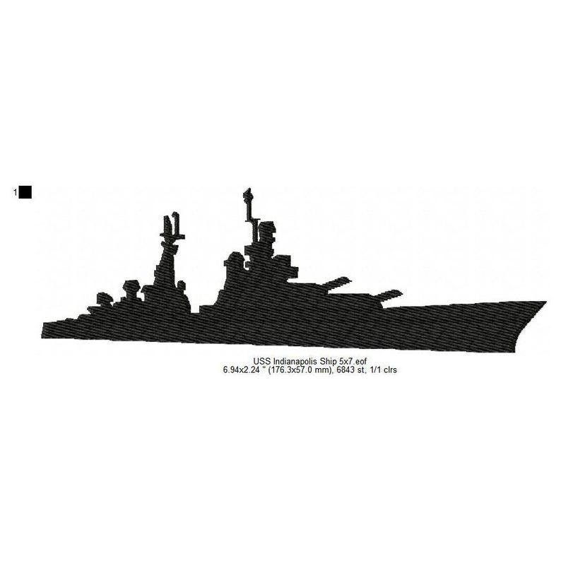 USS Indianapolis CA-35 Battleship Silhouette Machine Embroidery ...