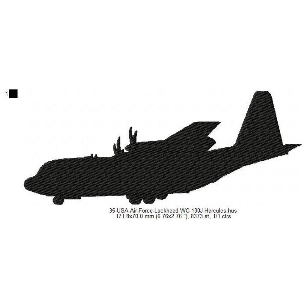 Lockheed WC-130J Hercules Aircraft Silhouette Machine Embroidery ...