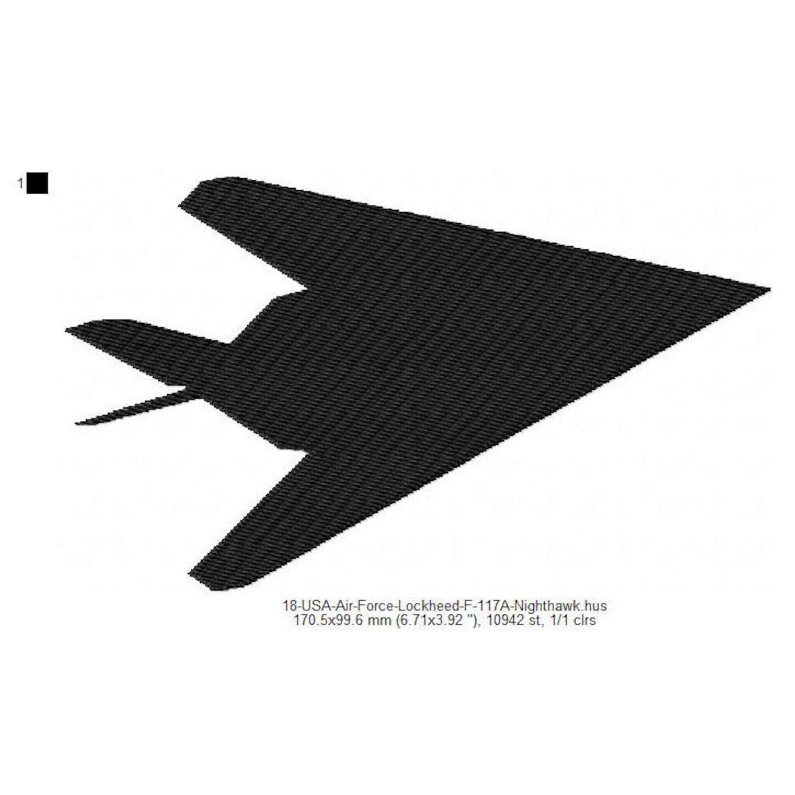 Lockheed F-117A Nighthawk Aircraft Silhouette Machine Embroidery ...