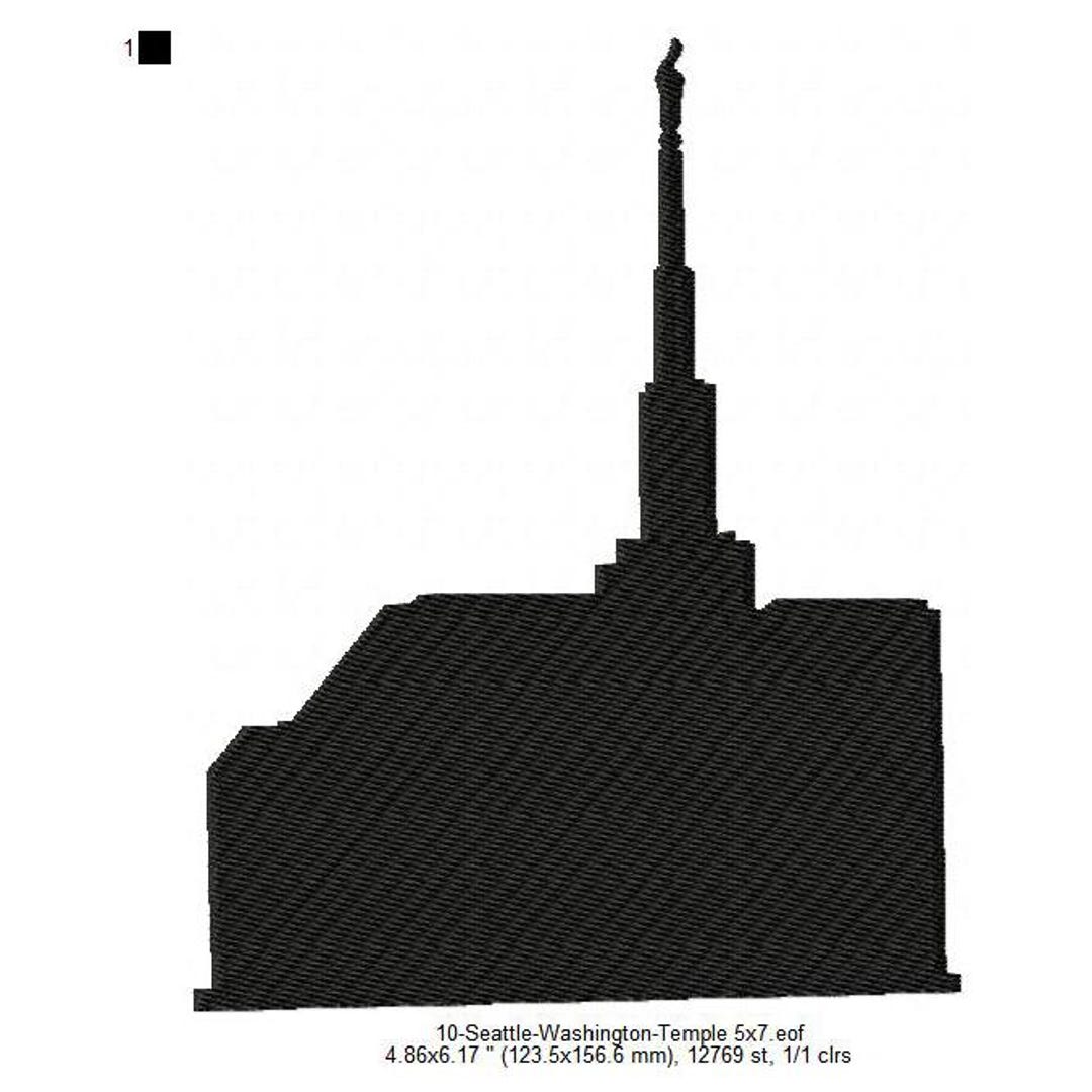 Seattle Washington LDS Temple Silhouette Machine Embroidery Digitized ...