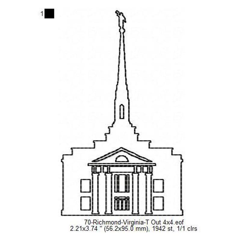 Richmond Virginia LDS Temple Outline Machine Embroidery Digitized ...