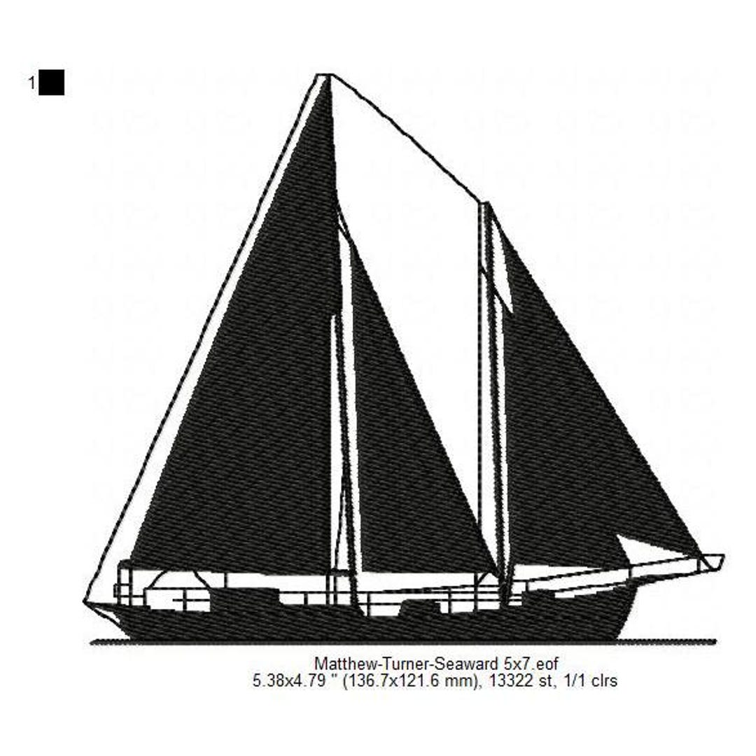 Matthew Turner Seaward Ship Silhouette Machine Embroidery Digitized ...