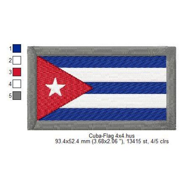Cuba Flag Cuban World National Flags Machine Embroidery Digitized Design Files | Dst | Pes | Hus ...