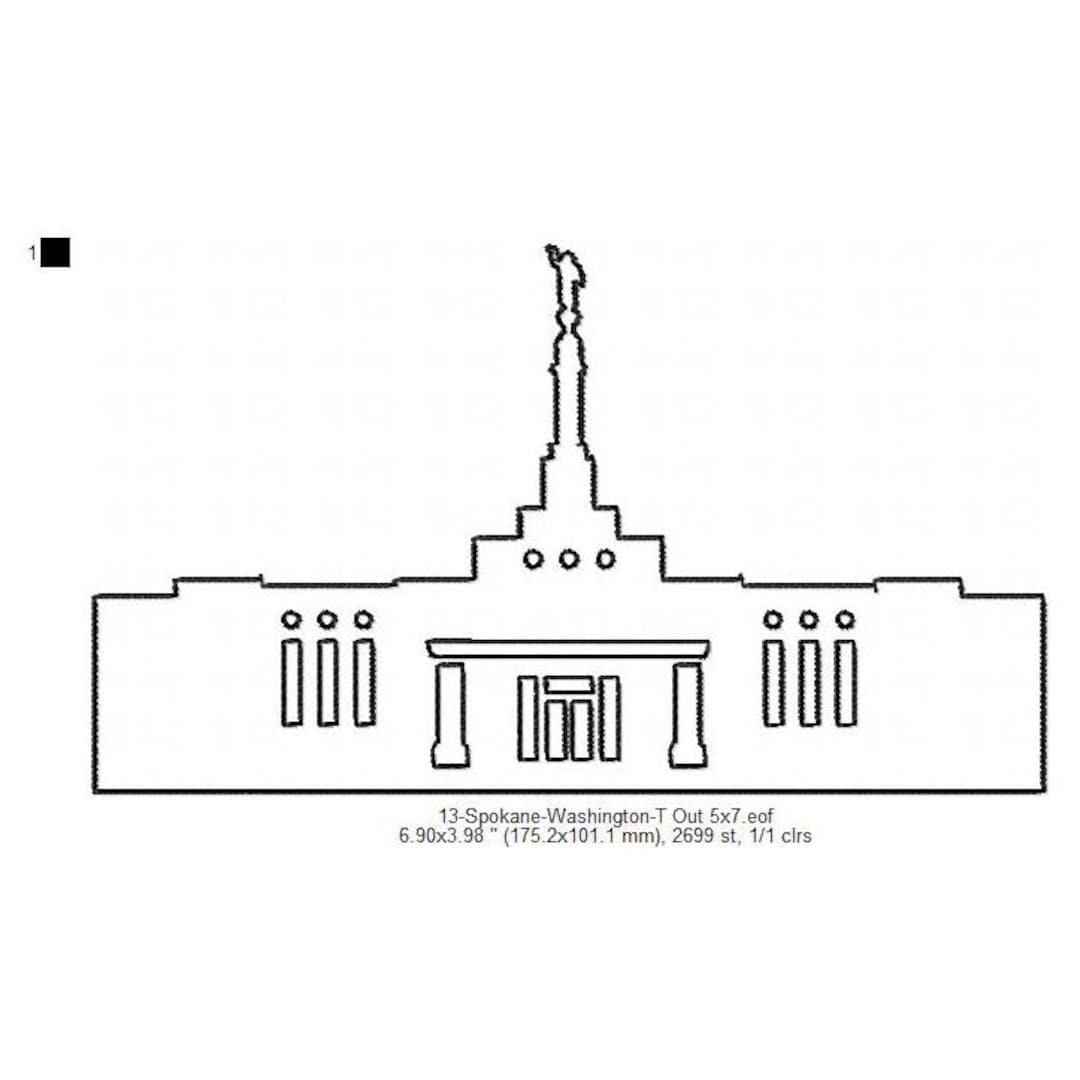 Spokane Washington LDS Temple Outline Machine Embroidery Digitized ...