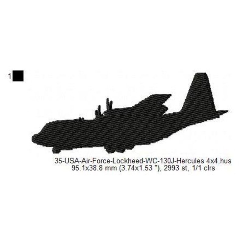 Lockheed WC-130J Hercules Aircraft Silhouette Machine Embroidery ...