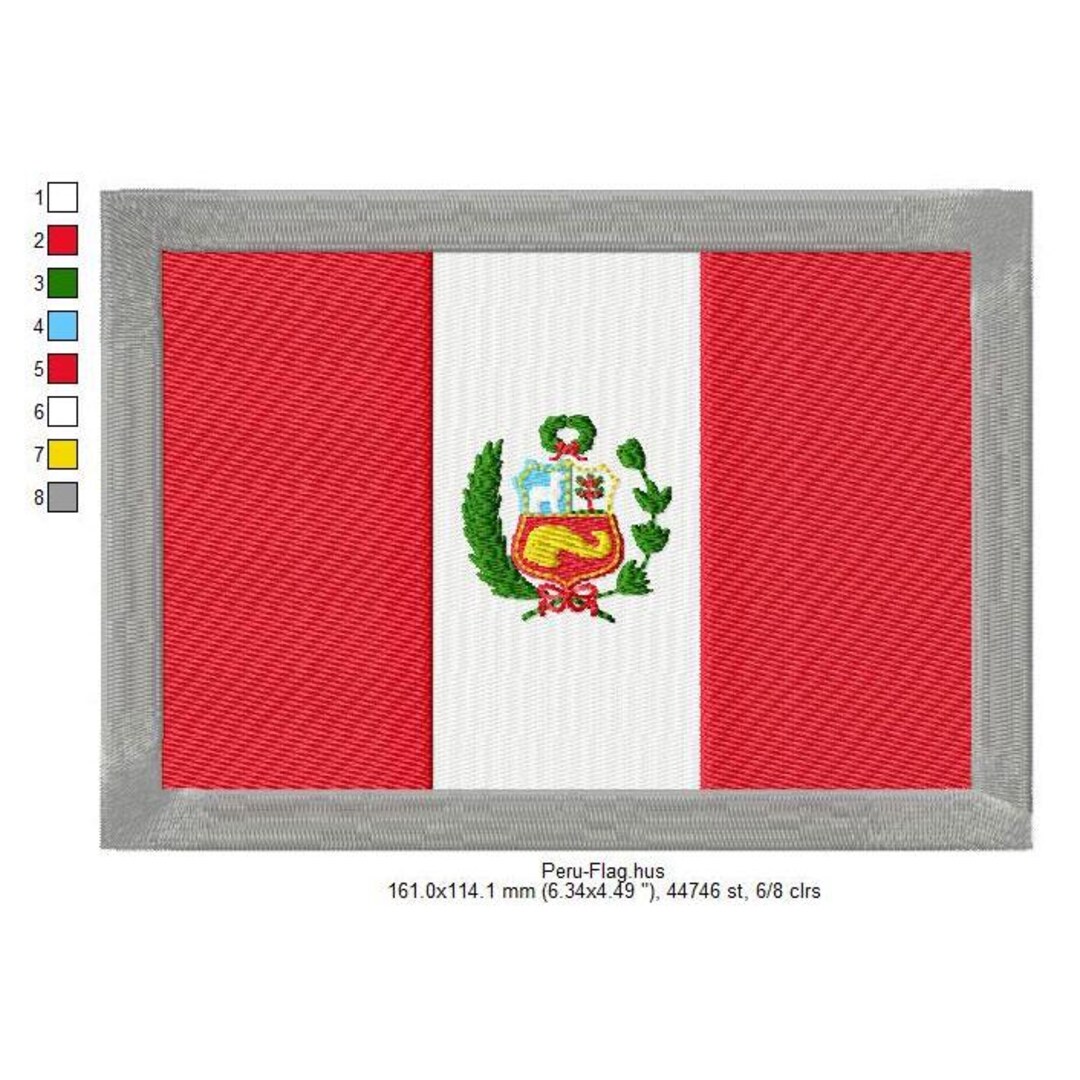 Peru Flag Peruvian Flag World National Flags Machine Embroidery ...