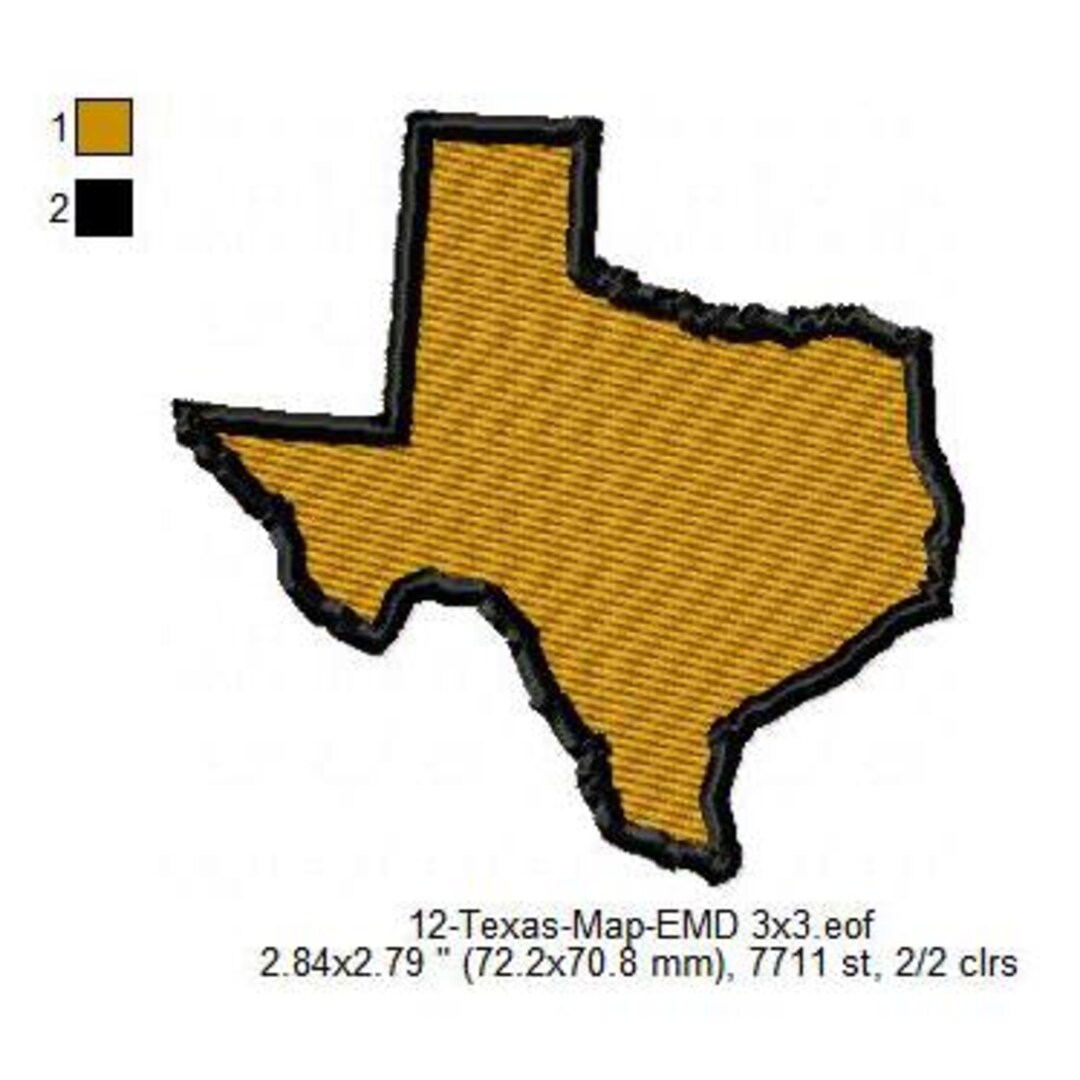 Texas State Map Machine Embroidery Digitized Design Files | Dst | Pes ...