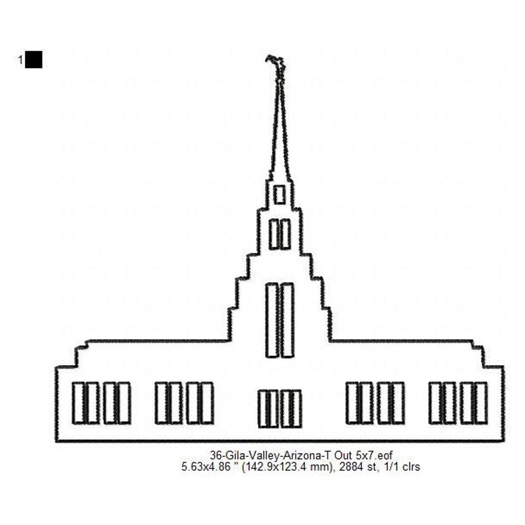 Gila Valley Arizona LDS Temple Outline Machine Embroidery Digitized ...