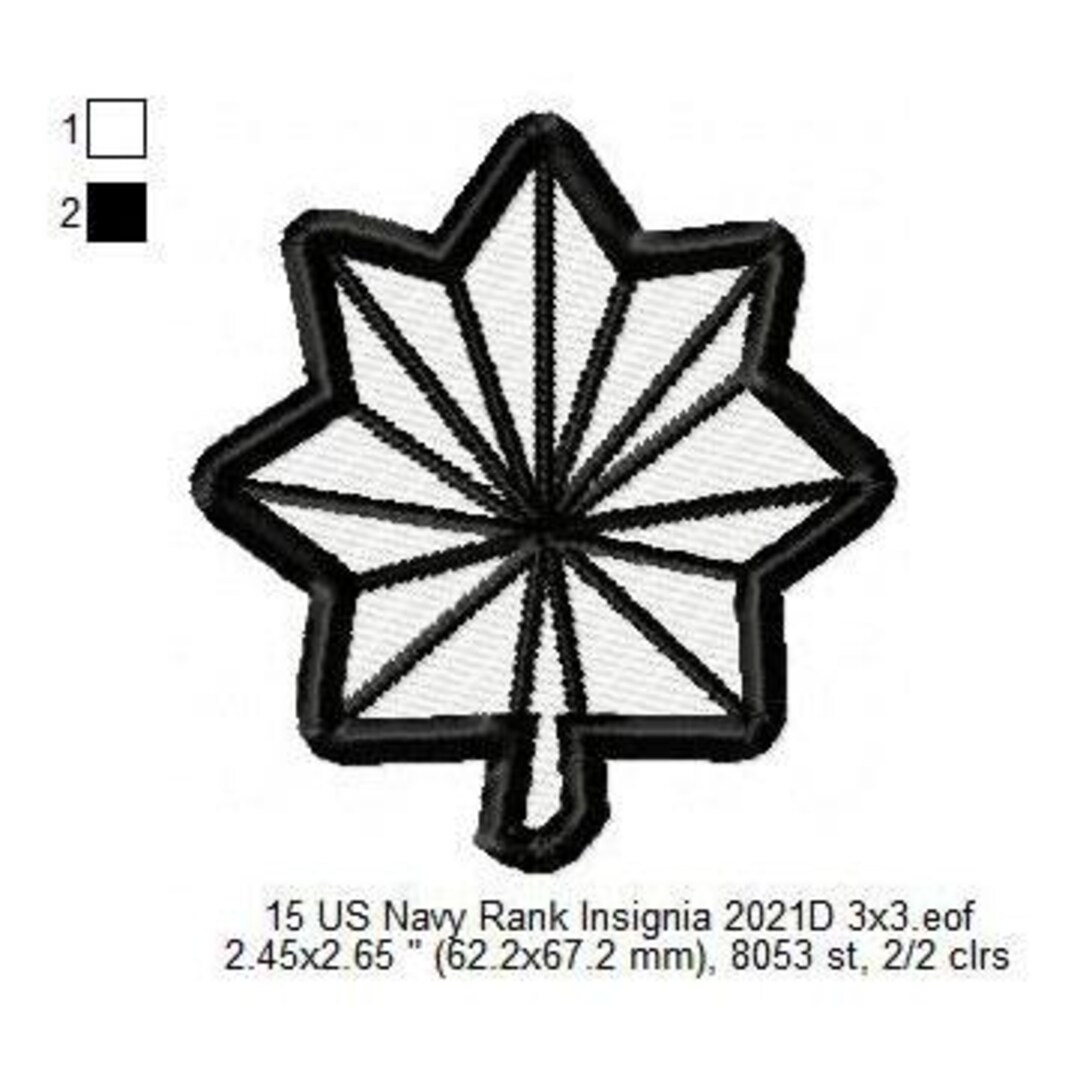 US Navy Rank Commander CDR Insignia Patch Machine Embroidery Digitized ...