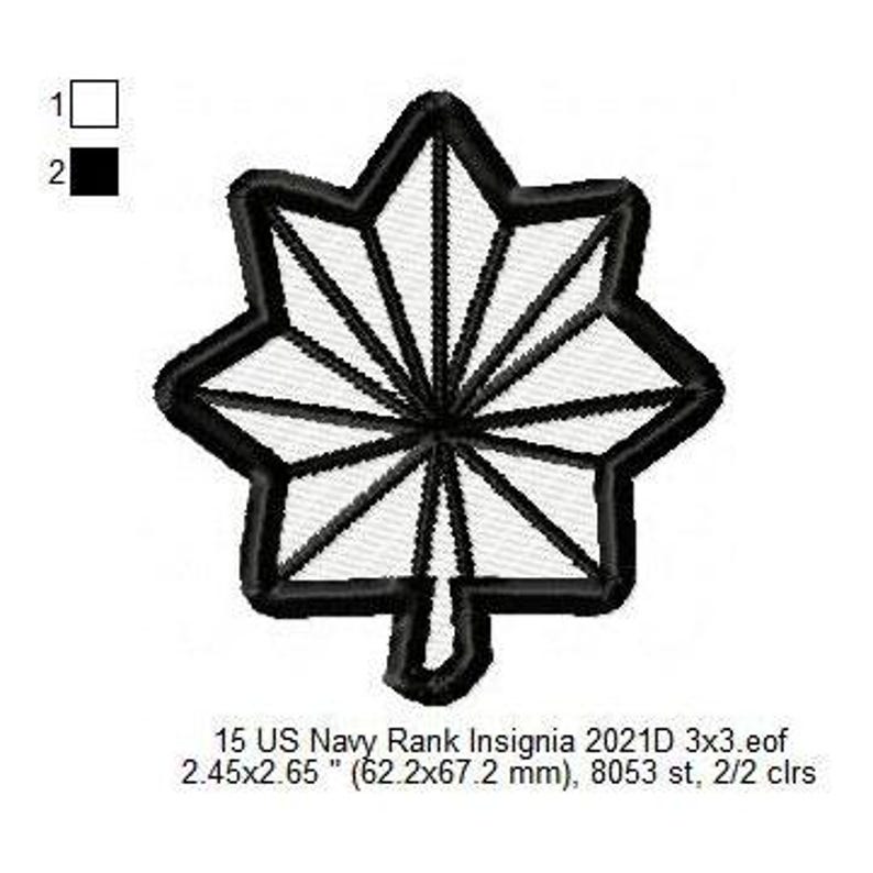 US Navy Rank Commander CDR Insignia Patch Machine Embroidery Digitized ...