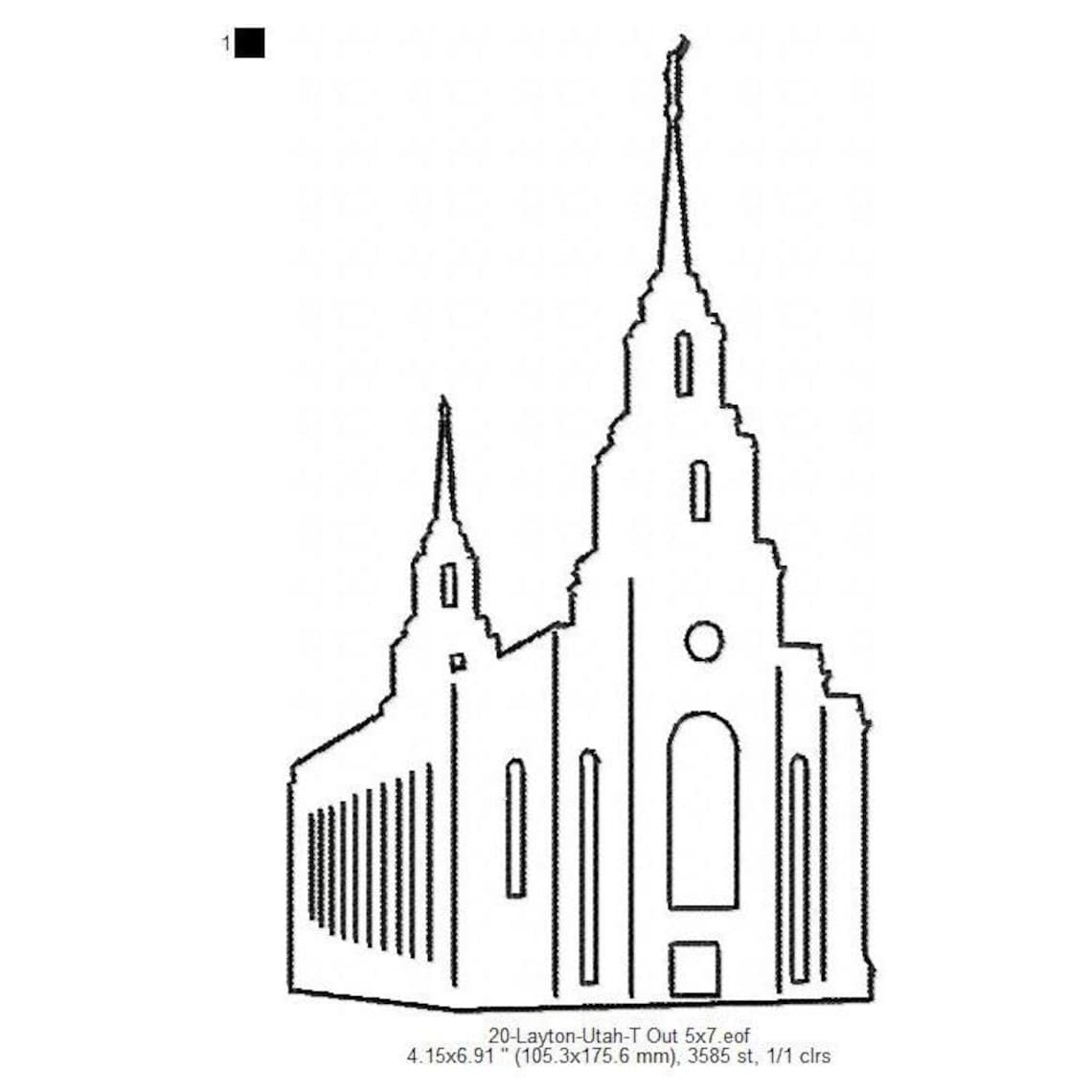 Layton Utah LDS Temple Outline Machine Embroidery Digitized Design ...