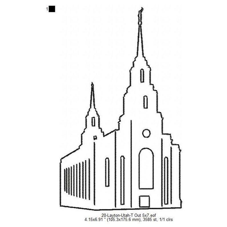 Layton Utah LDS Temple Outline Machine Embroidery Digitized Design ...