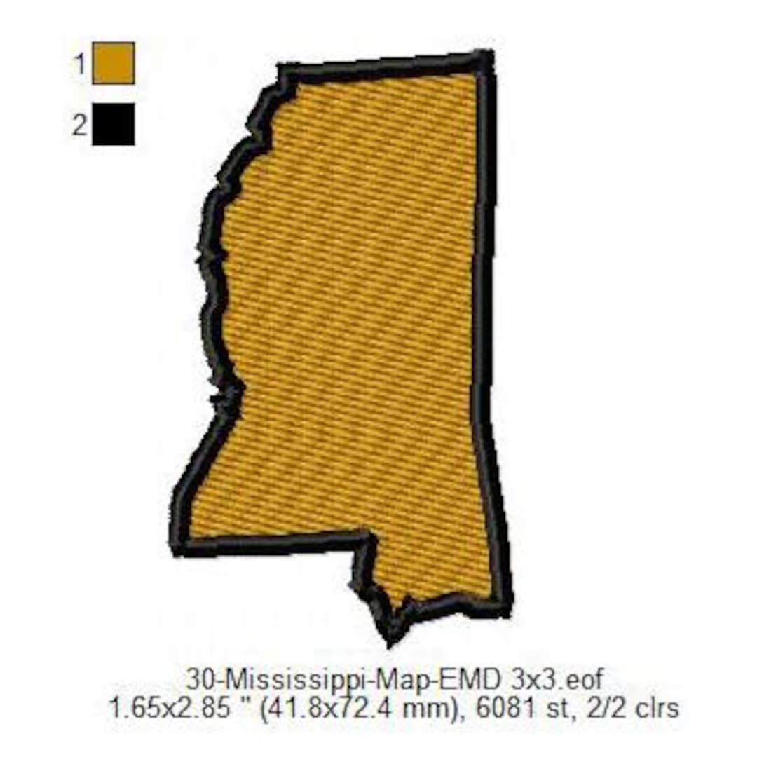 Mississippi State Map Machine Embroidery Digitized Design Files - Etsy