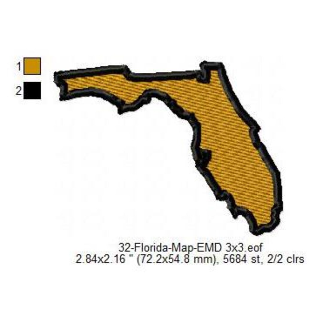Florida State Map Machine Embroidery Digitized Design Files | Dst | Pes ...