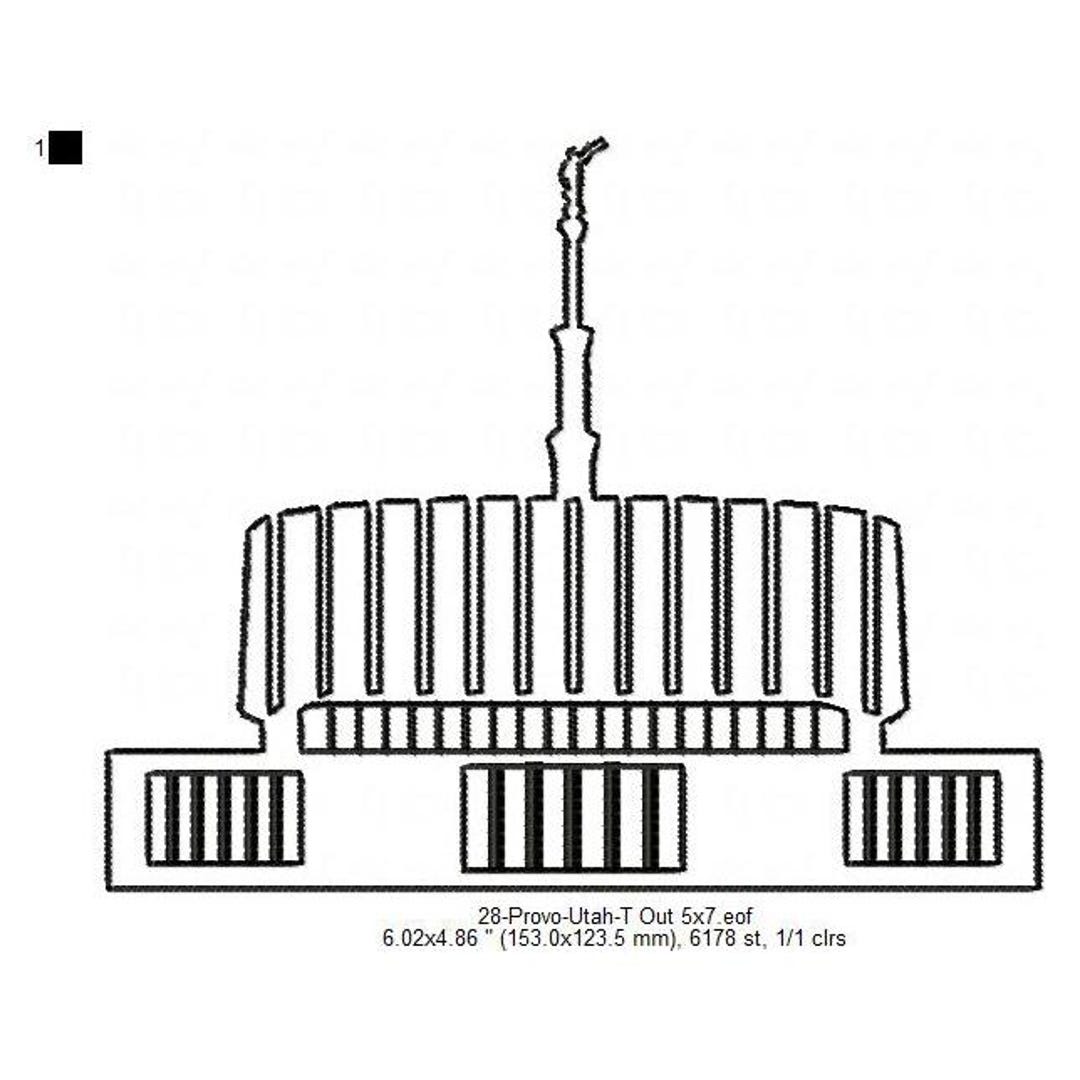Provo Utah LDS Temple Outline Machine Embroidery Digitized Design Files ...