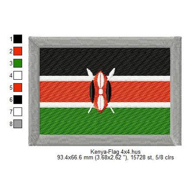 Kenya Flag Kenyans World National Flags Machine Embroidery Digitized Design Files | Dst | Pes ...