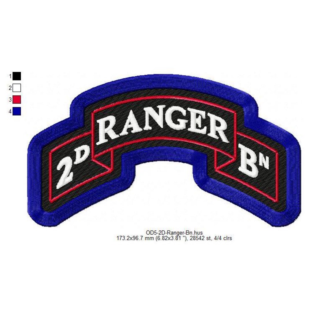 US Army 2nd Ranger Battalion Insignia Machine Embroidery Digitized ...