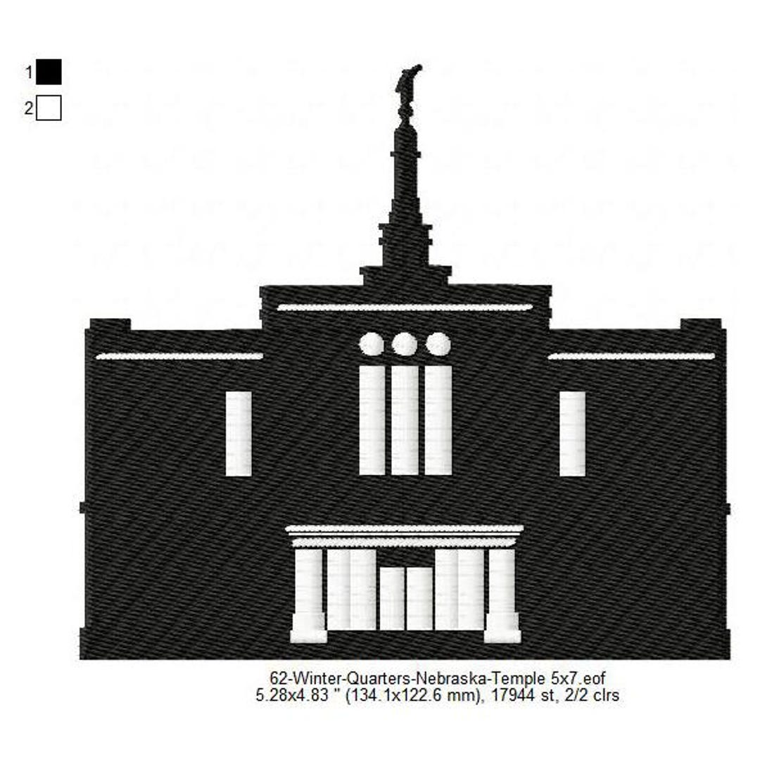 Winter Quarters Nebraska LDS Temple Silhouette Machine Embroidery ...
