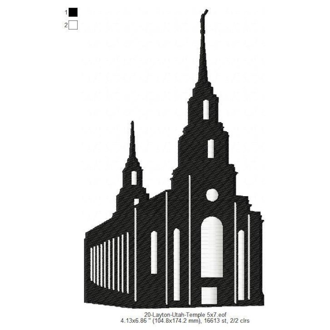Layton Utah LDS Temple Silhouette Machine Embroidery Digitized Design ...