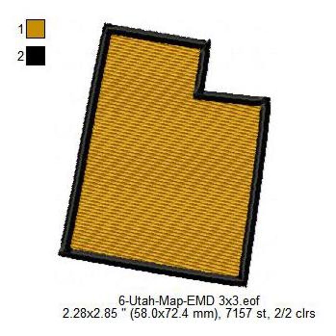 Utah State Map Machine Embroidery Digitized Design Files | Dst | Pes ...