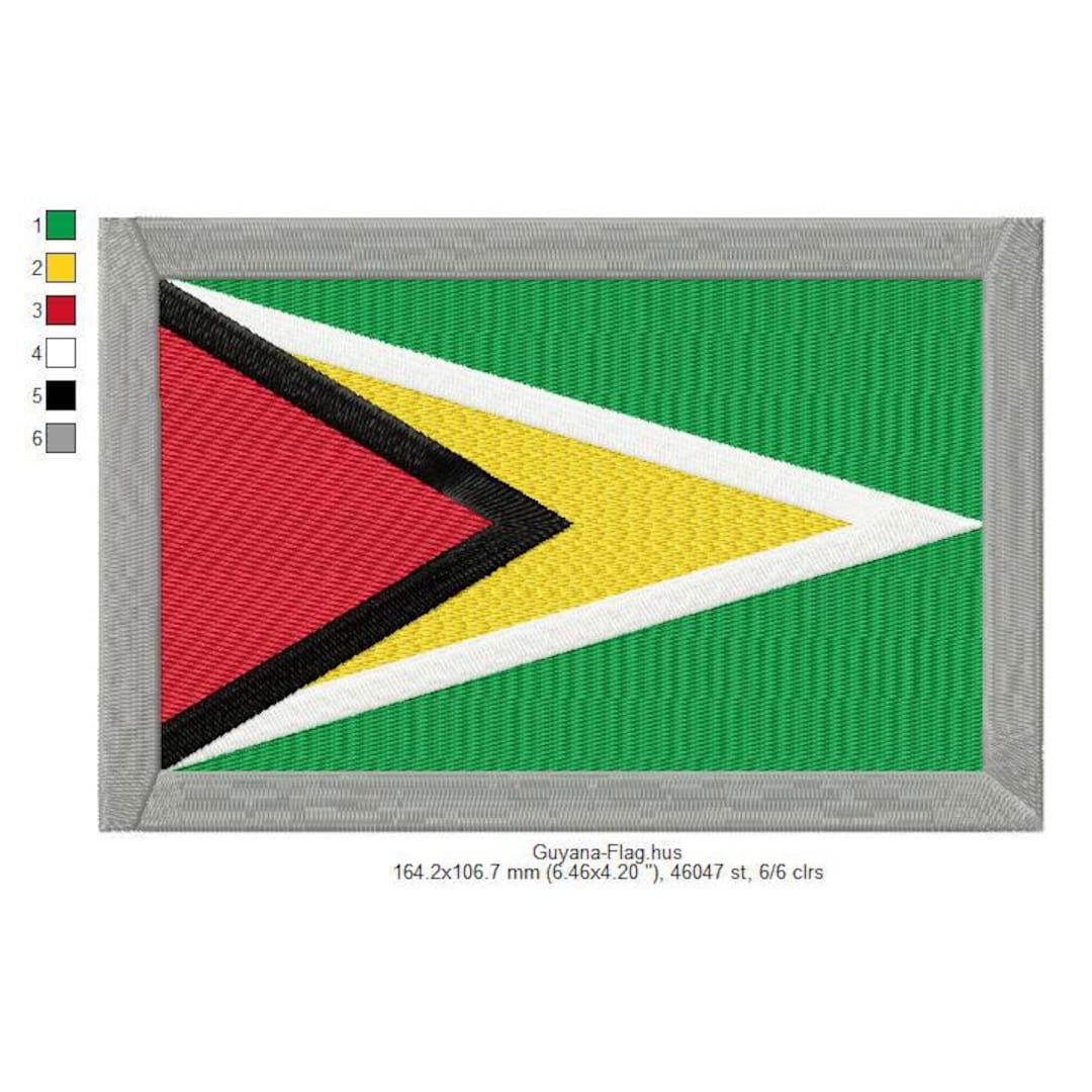 Guyana Flag Guyanese World National Flags Machine Embroidery Digitized Design Files | Dst | Pes ...