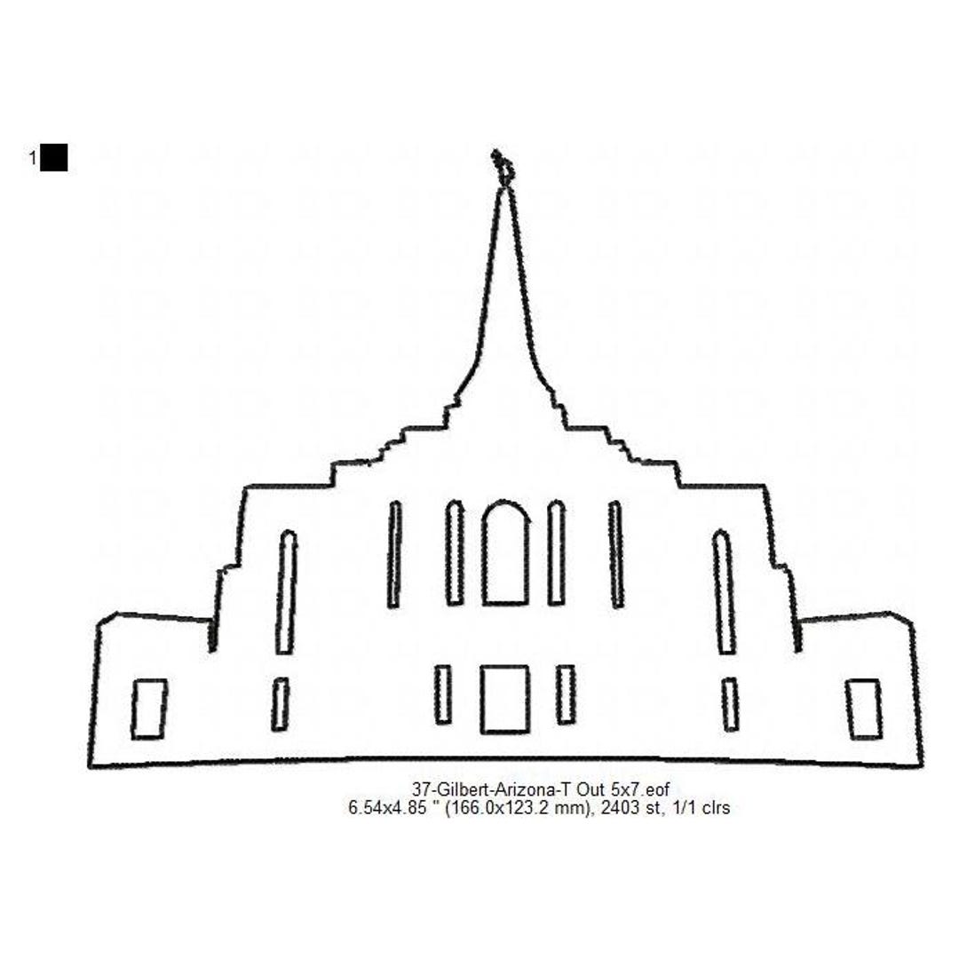 Gilbert Arizona LDS Temple Outline Machine Embroidery Digitized Design ...