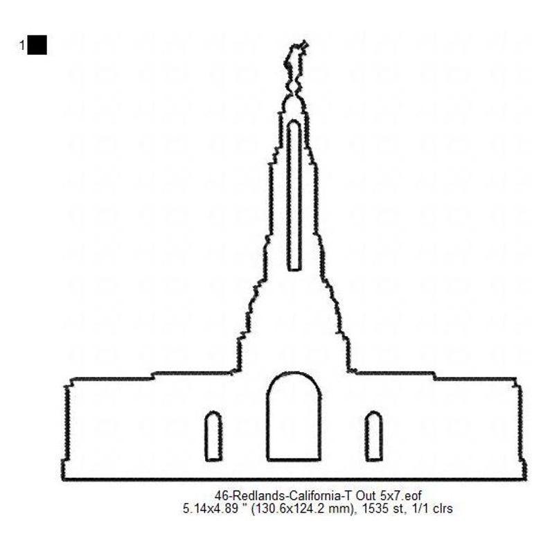 Redlands California LDS Temple Outline Machine Embroidery Digitized ...