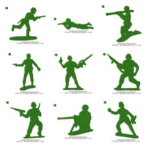 Green Army Action Figures 42 Pieces Set Machine Embroidery Digitized ...