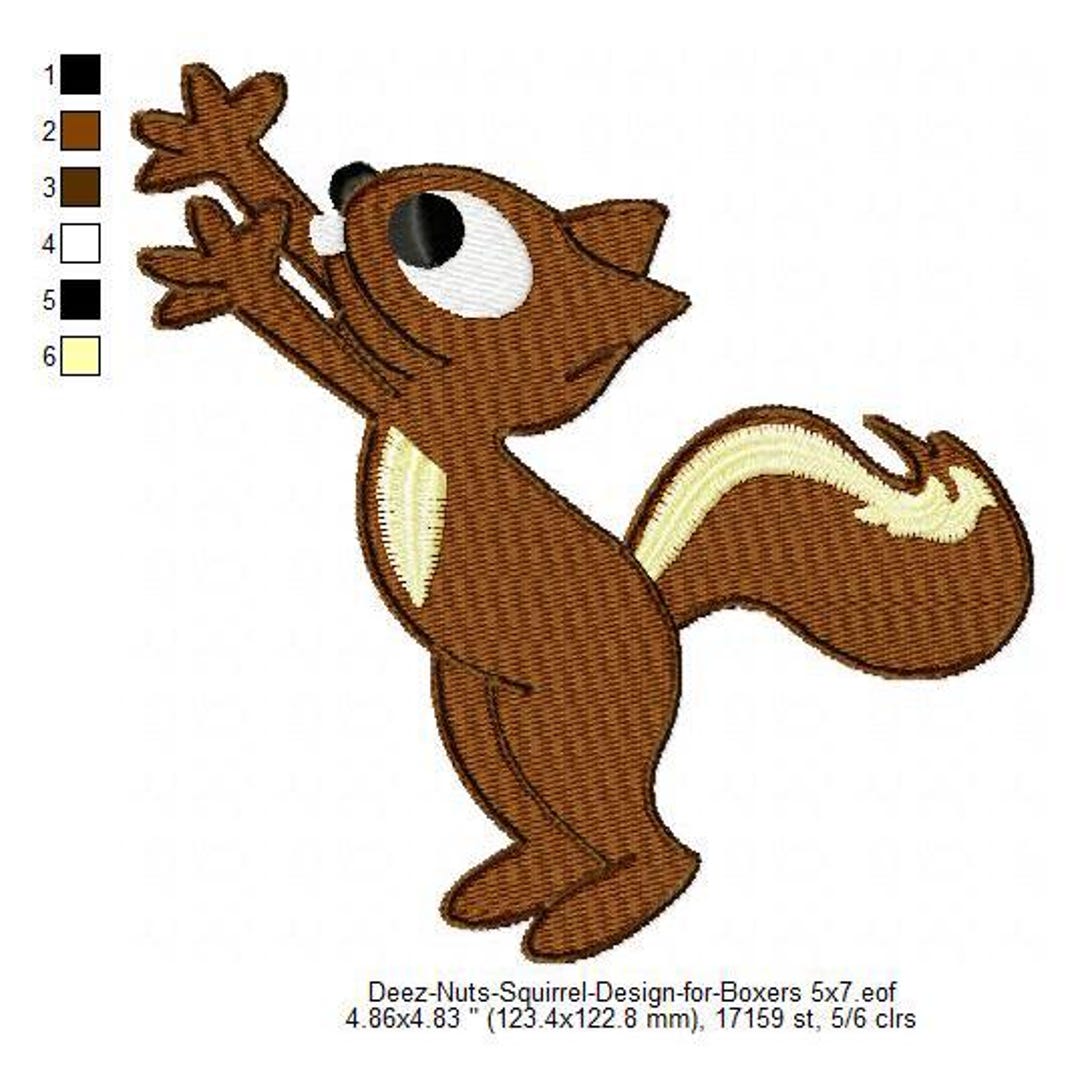 Deez Nuts Squirrel for Boxers Machine Embroidery Digitized Design Files ...