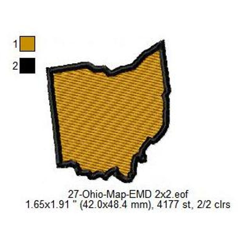 Ohio State Map Machine Embroidery Digitized Design Files | Dst | Pes ...