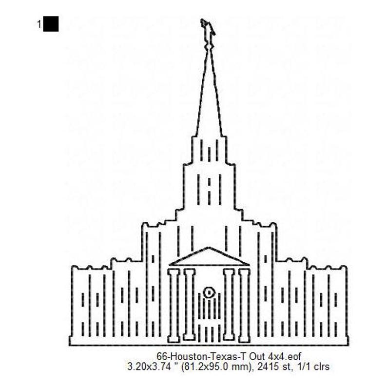 Houston Texas LDS Temple Outline Machine Embroidery Digitized Design ...