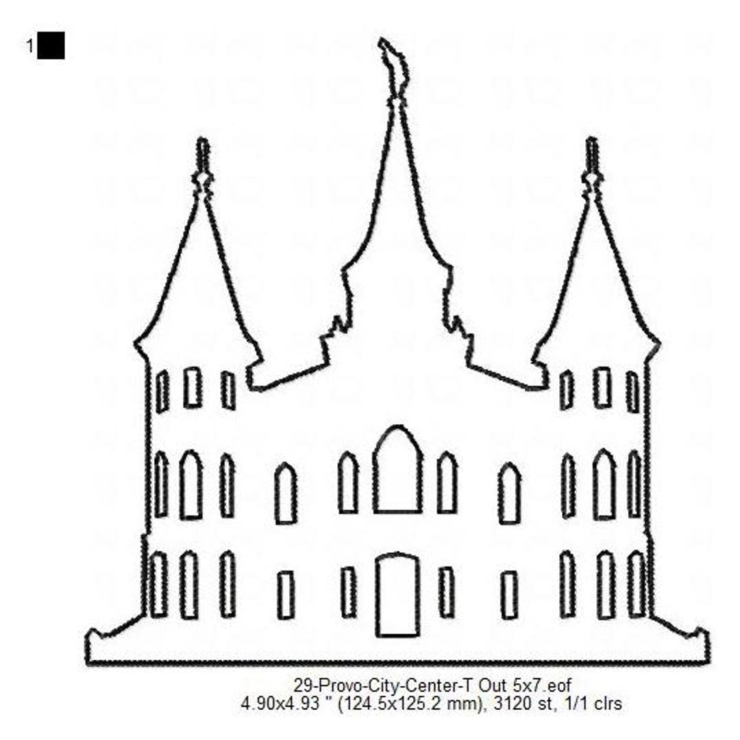 Provo City Center Utah LDS Temple Outline Machine Embroidery Digitized ...