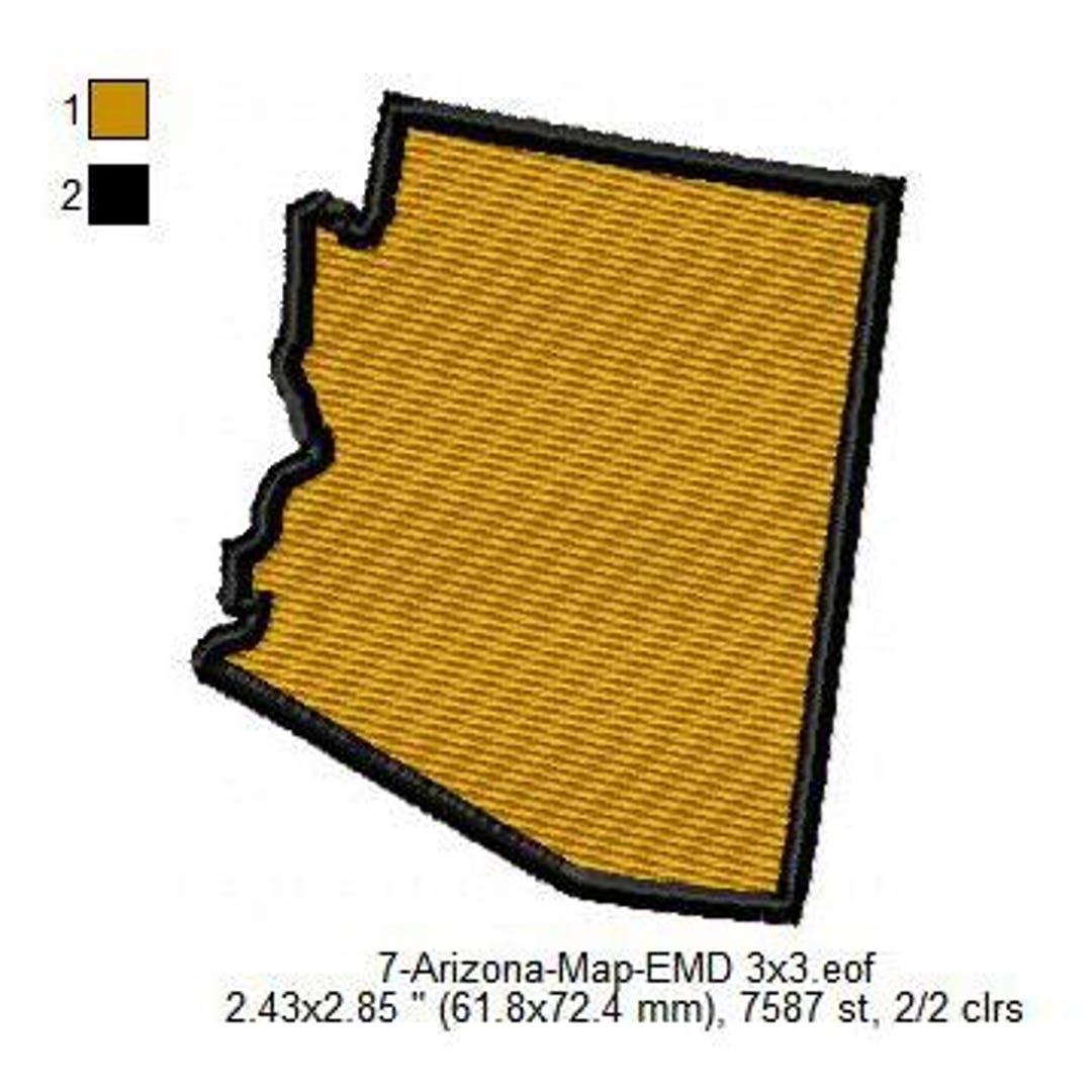 Arizona State Map Machine Embroidery Digitized Design Files | Dst | Pes ...