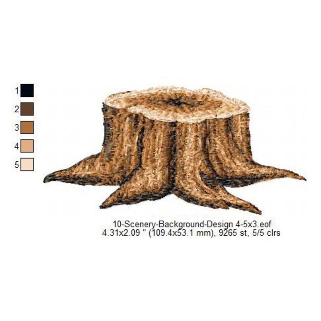 Tree Stump Jungle Scenery Background Machine Embroidery Digitized ...