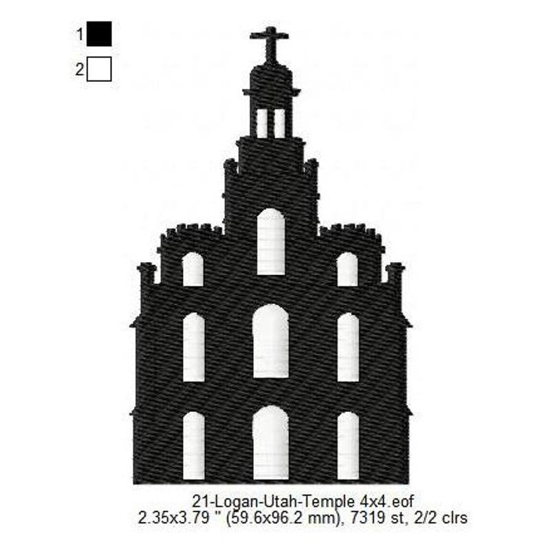 Logan Utah LDS Temple Silhouette Machine Embroidery Digitized Design ...