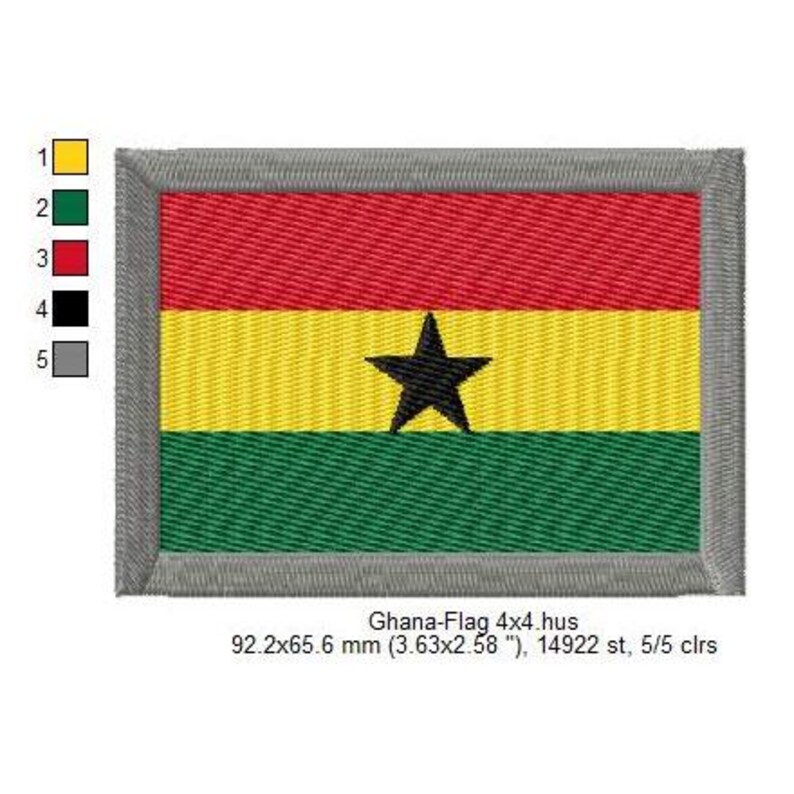 Ghana Flag Ghanaian World National Flags Machine Embroidery Digitized Design Files | Dst | Pes ...