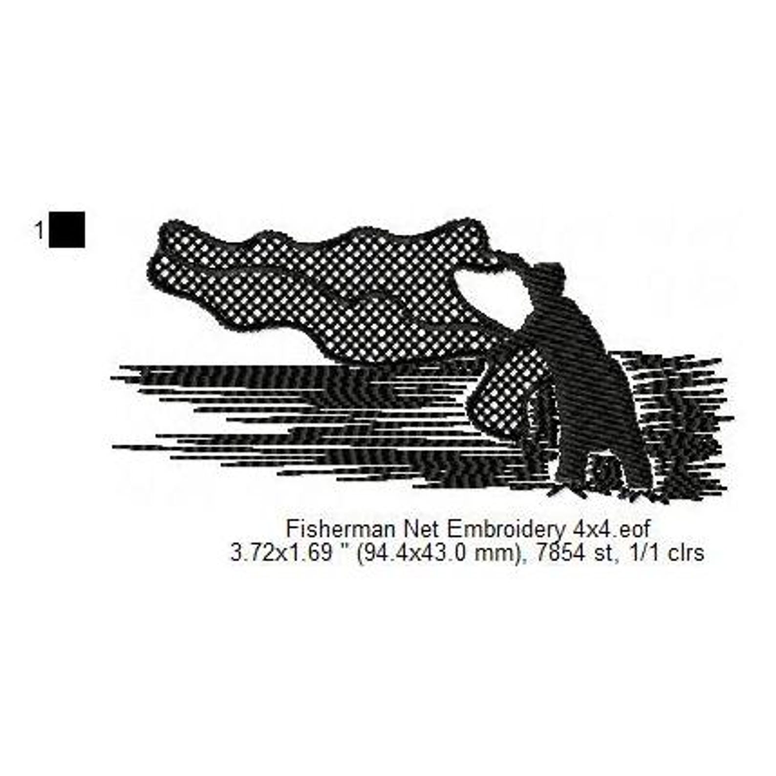 Fisherman Fishing Net Silhouette Machine Embroidery Digitized Design ...