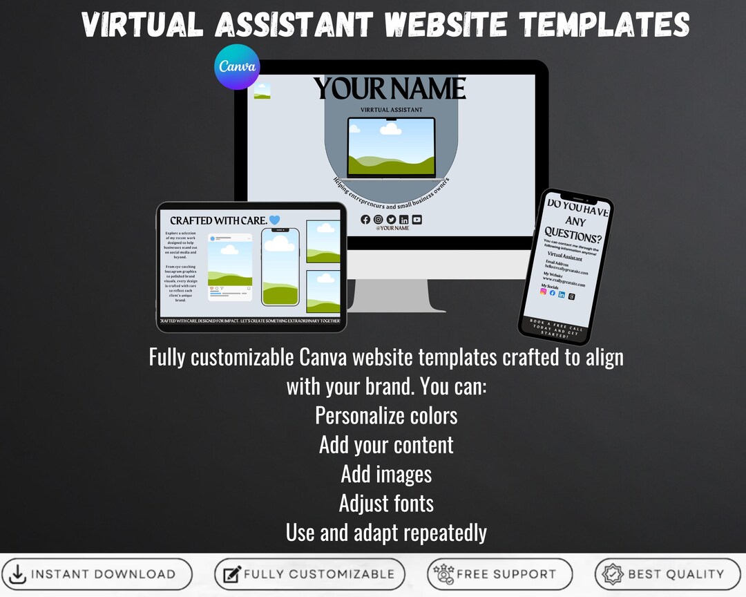 Virtual Assistant Website Template | Ready-to-use Canva Website for ...