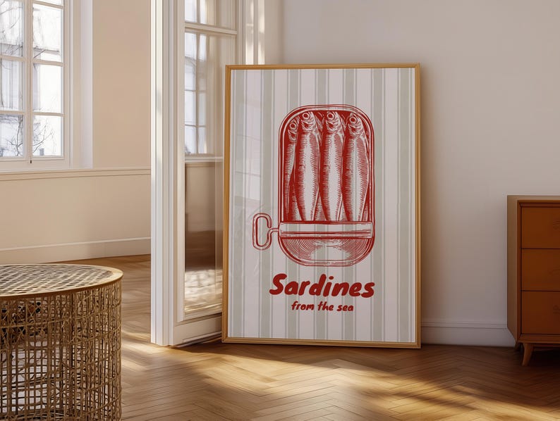 Sardines Printable Artwork, Instant Download, Fish Art Print, Digital ...